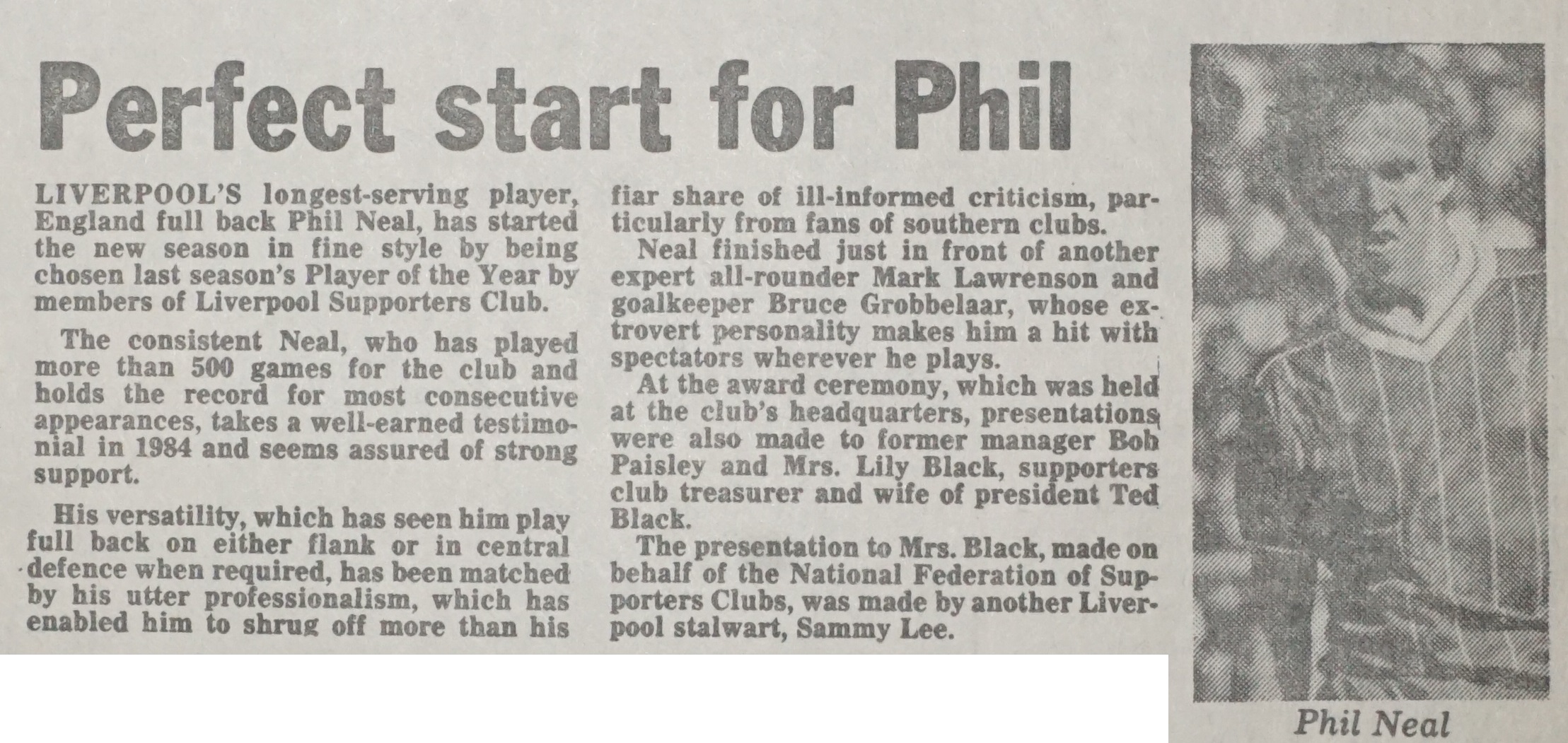 Liverpool career stats for Phil Neal - LFChistory - Stats galore for ...