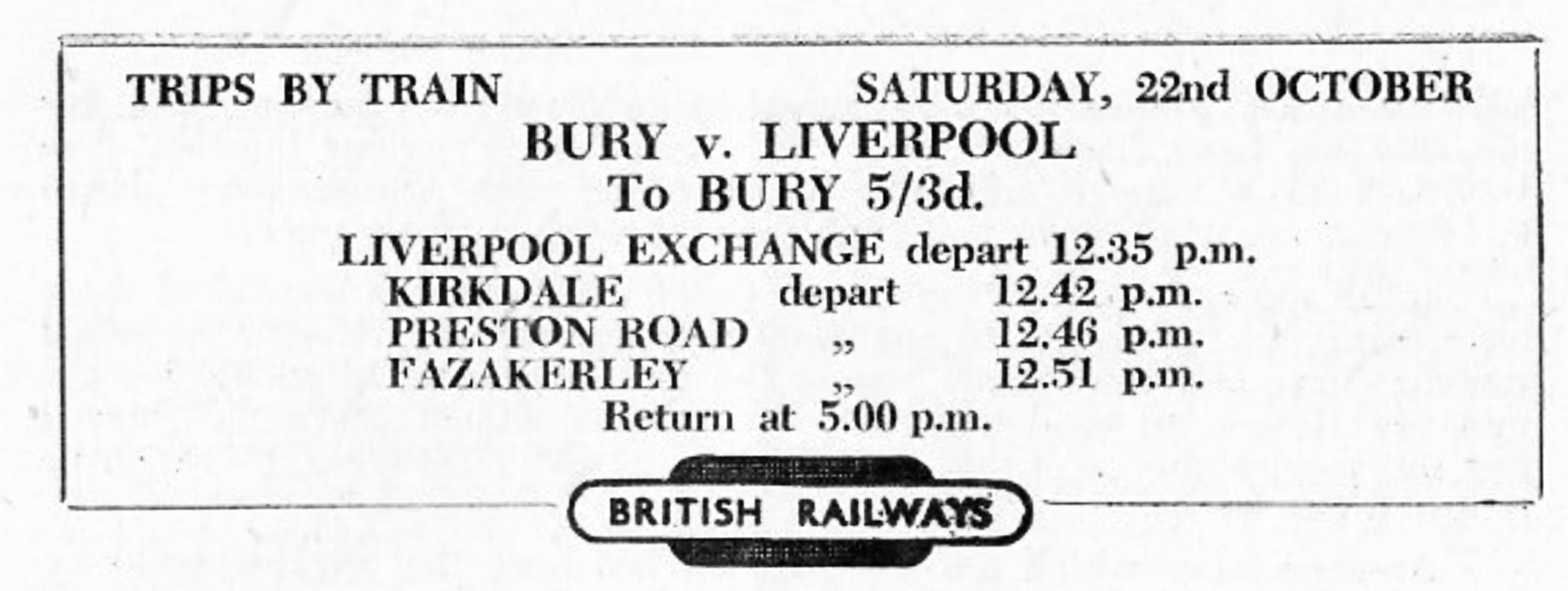 Matchdetails from Bury - Liverpool played on Saturday 22 October 1955 ...