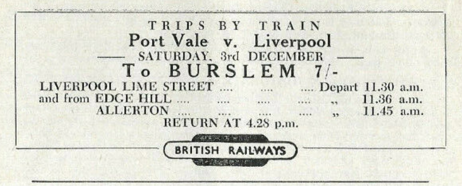 Matchdetails from Port Vale - Liverpool played on Saturday 3 December ...