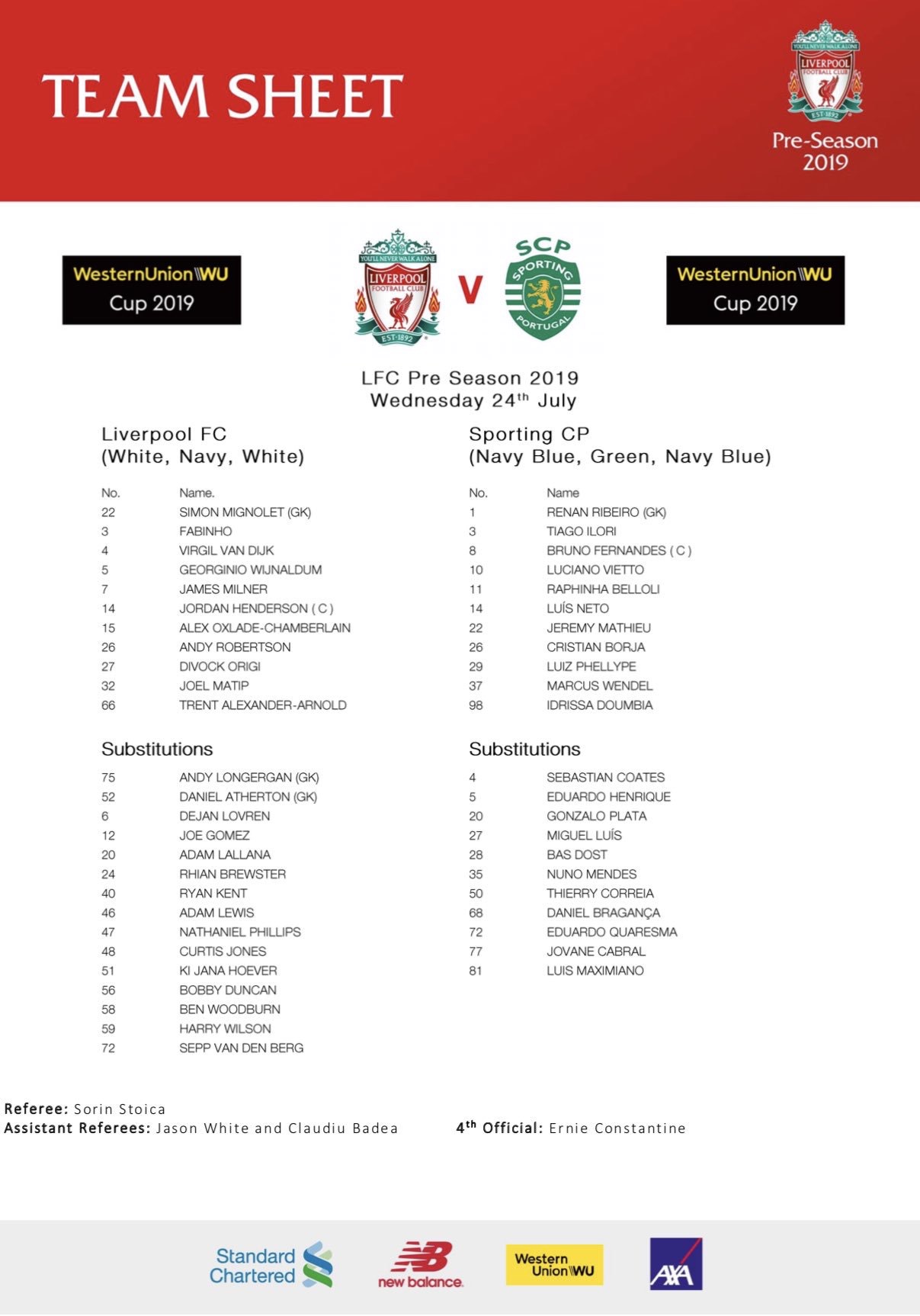 Matchdetails from Sporting Lisbon - Liverpool played on Wednesday 24 ...