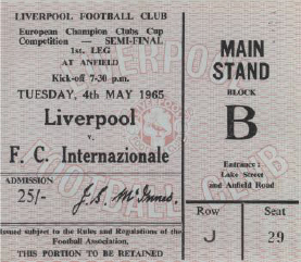 Matchdetails from Liverpool - Inter Milan played on Tuesday 4 May 1965 ...