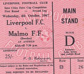 Matchdetails from Liverpool - Malmo played on Wednesday 4 October 1967 ...