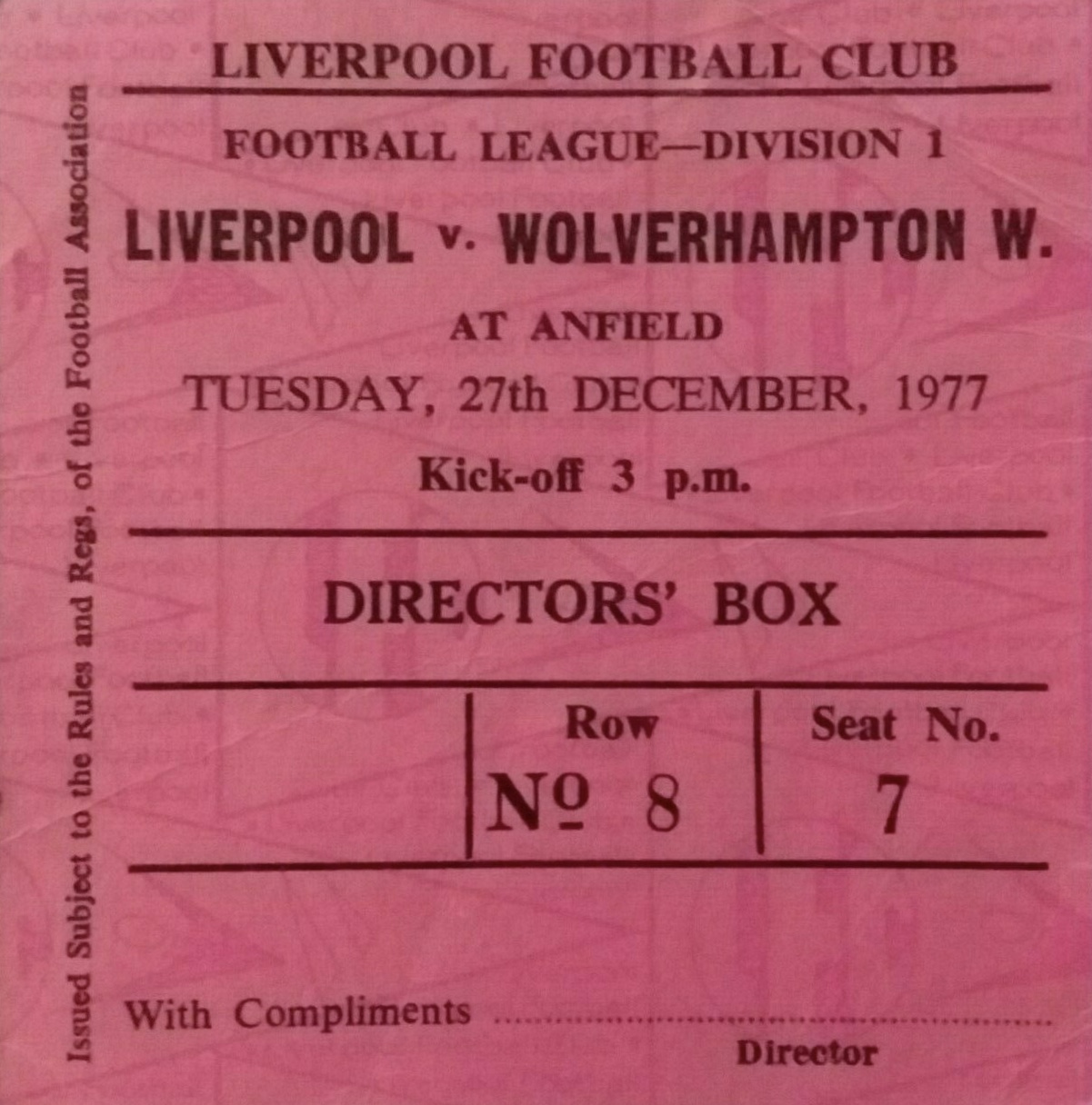 Matchdetails from Liverpool - Wolves played on Tuesday 27 December 1977 ...