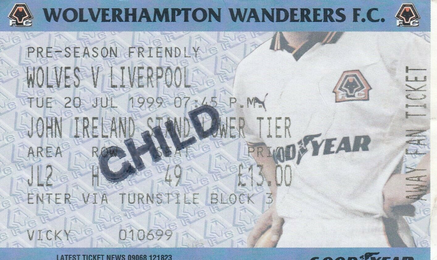 Matchdetails from Wolves - Liverpool played on Tuesday 20 July 1999 ...