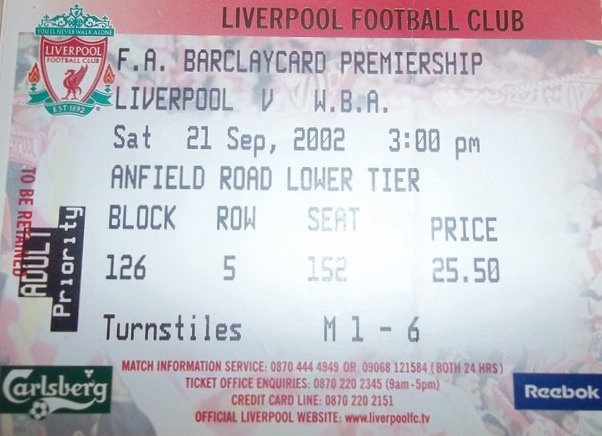 Matchdetails from Liverpool - West Bromwich Albion played on Saturday ...