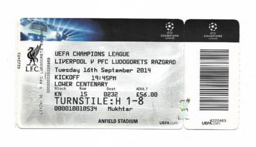 Matchdetails from Liverpool - Ludogorets Razgrad played on Tuesday 16 ...