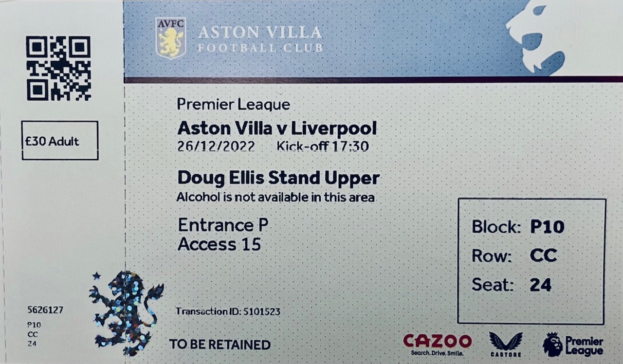 Matchdetails from Aston Villa - Liverpool played on Monday 26 December ...