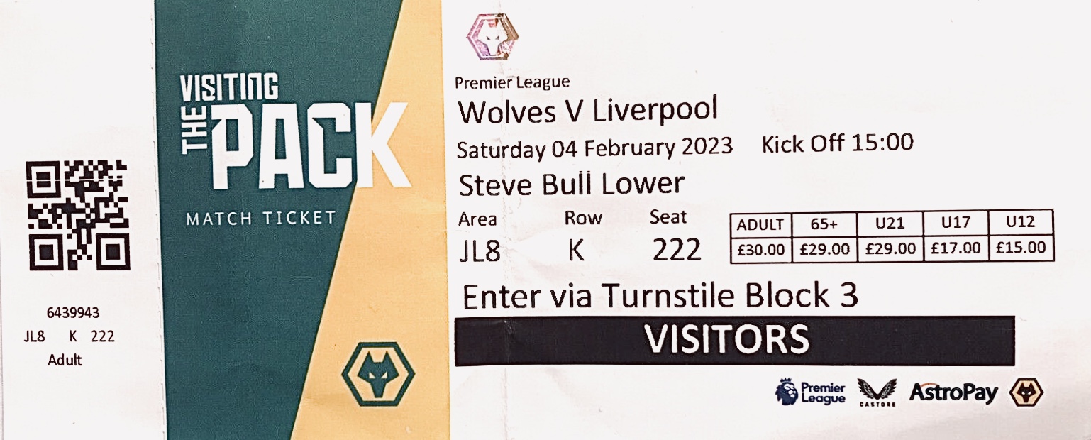 Matchdetails from Wolves - Liverpool played on Saturday 4 February 2023 ...