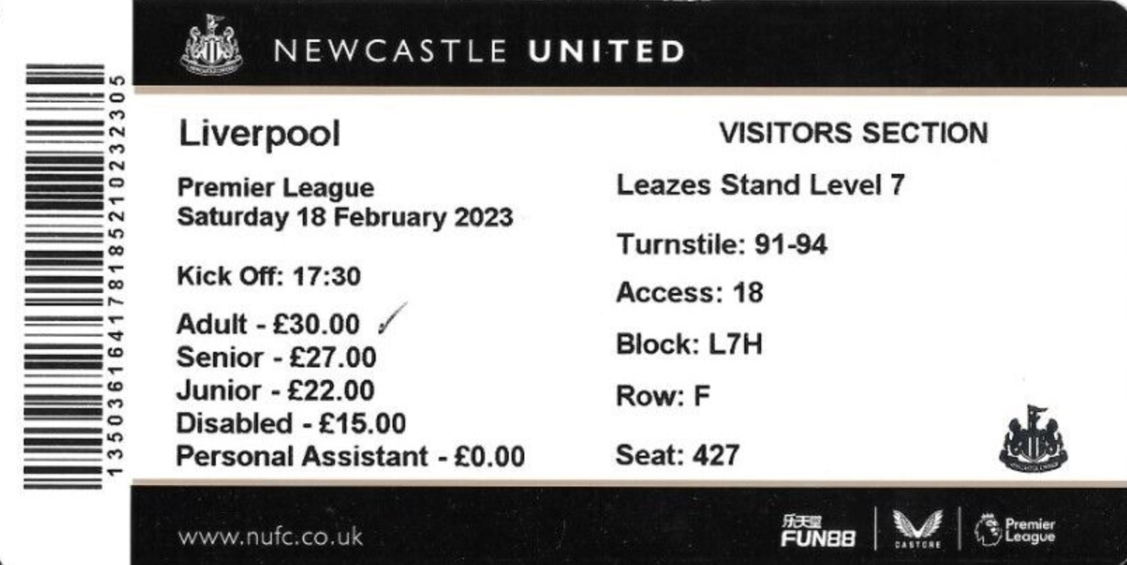Matchdetails from Newcastle United - Liverpool played on Saturday 18 ...