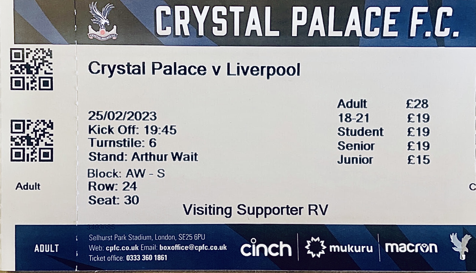Matchdetails from Crystal Palace - Liverpool played on Saturday 25 ...