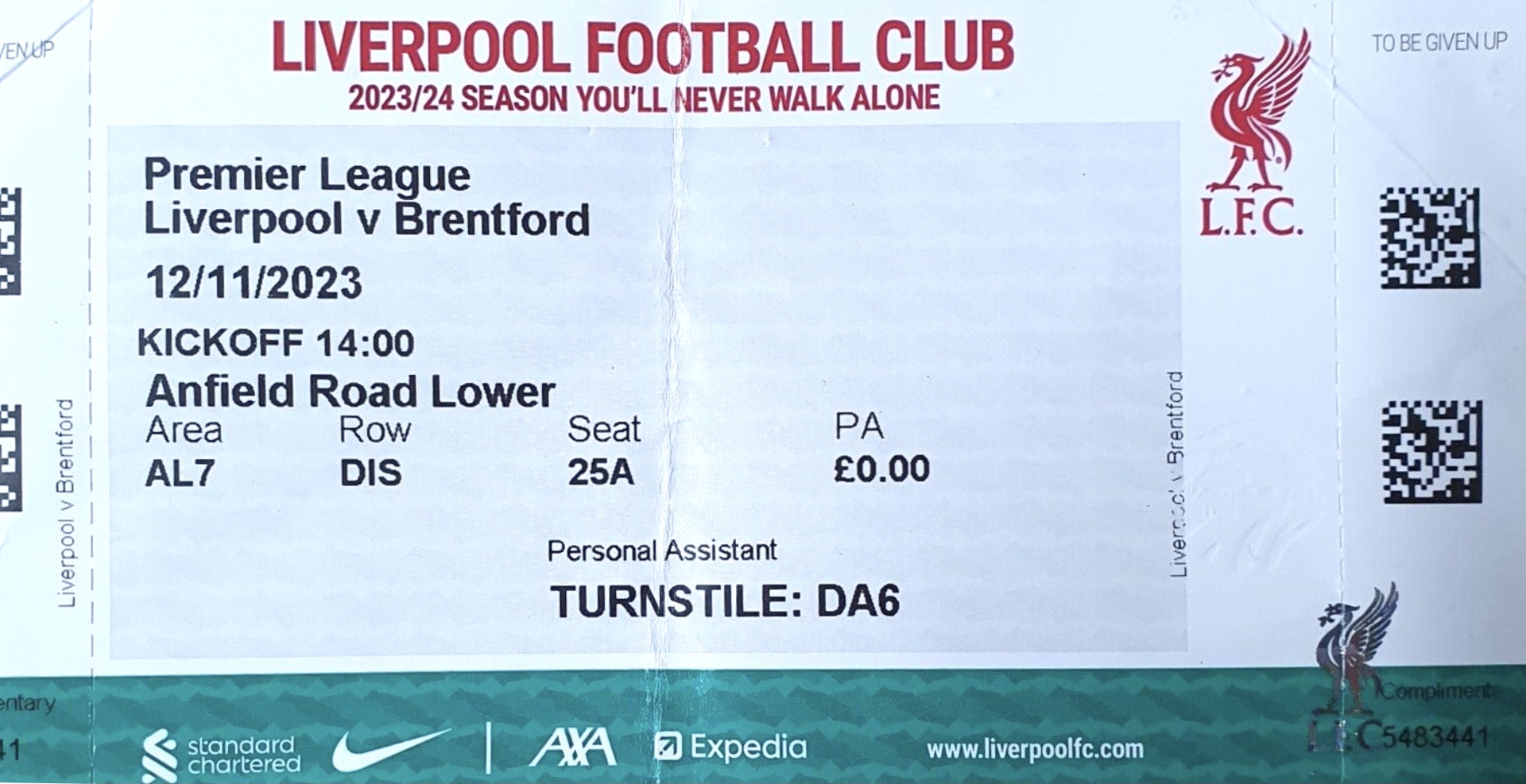 Matchdetails from Liverpool - Brentford played on Sunday 12 November ...