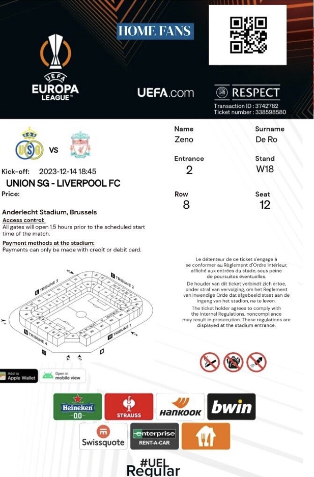 Matchdetails from Union SG - Liverpool played on Thursday 14 December ...