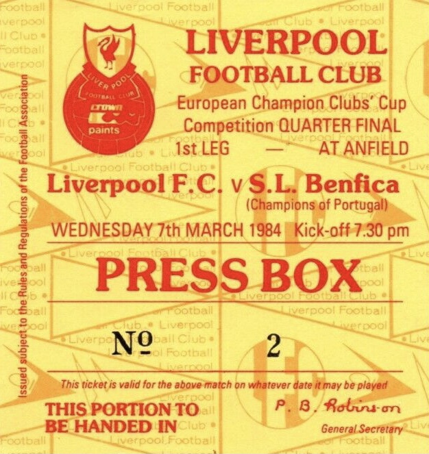 Matchdetails from Liverpool - Benfica played on Wednesday 7 March 1984 ...