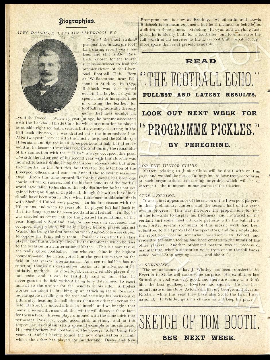Liverpool career stats for Alex Raisbeck - LFChistory - Stats galore ...