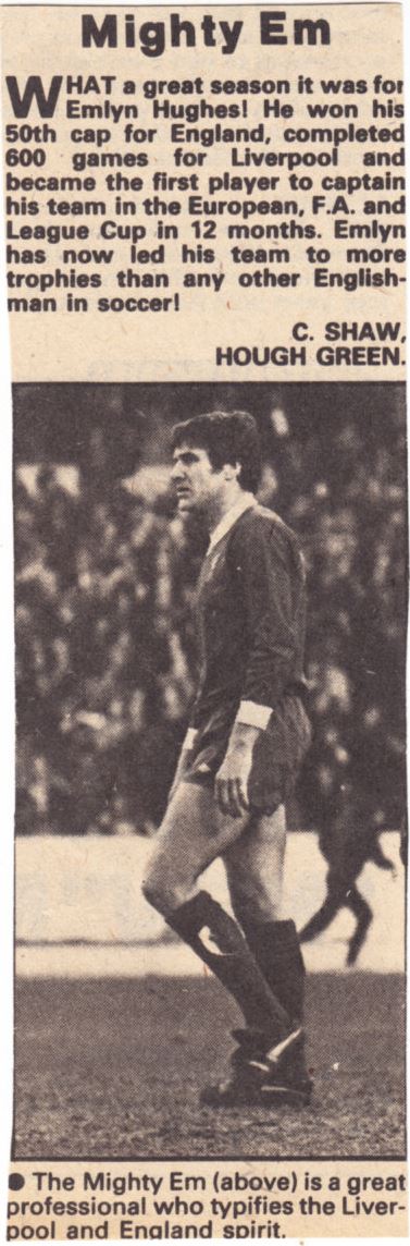 Liverpool career stats for Emlyn Hughes - LFChistory - Stats galore for ...