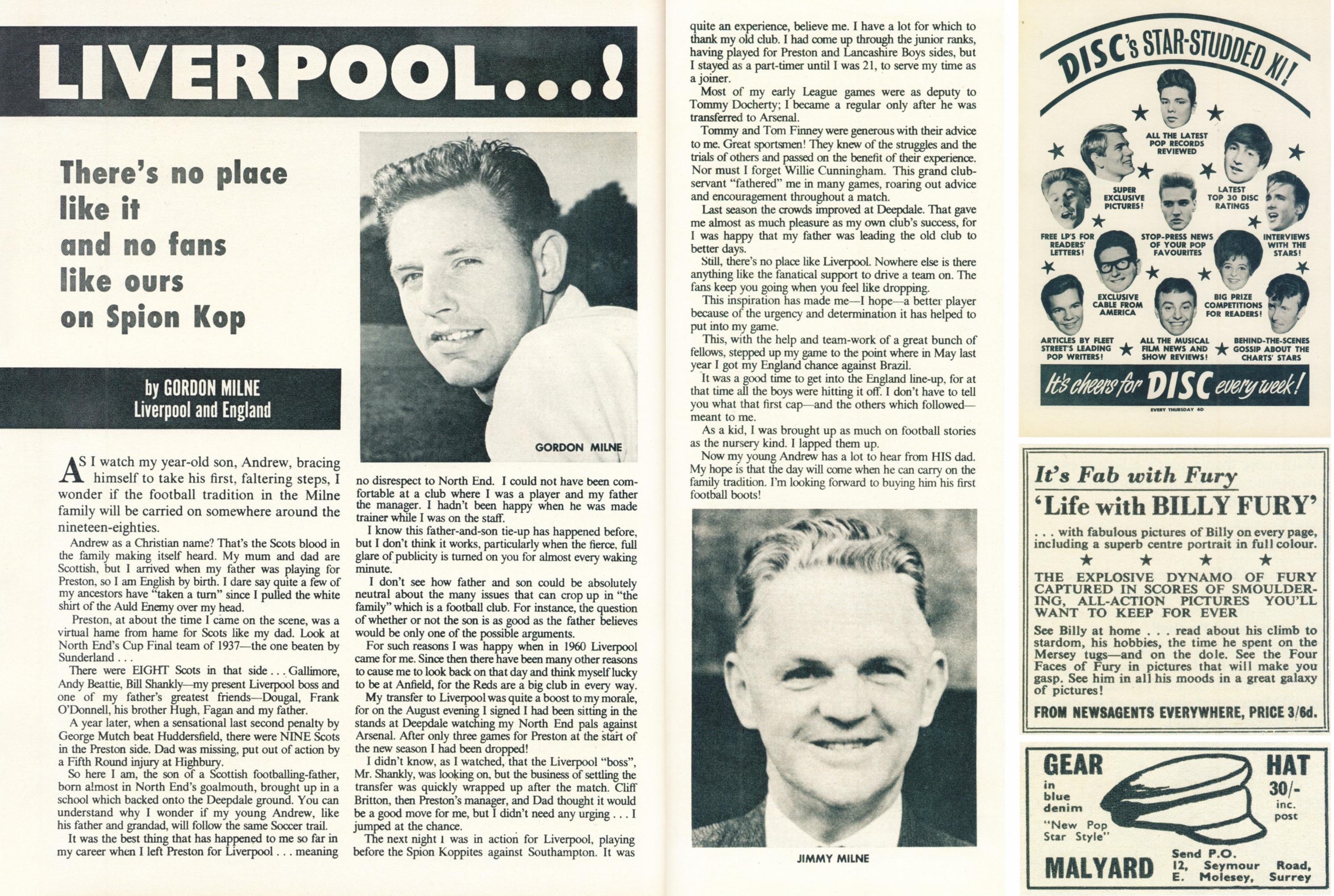 Liverpool career stats for Gordon Milne - LFChistory - Stats galore for ...