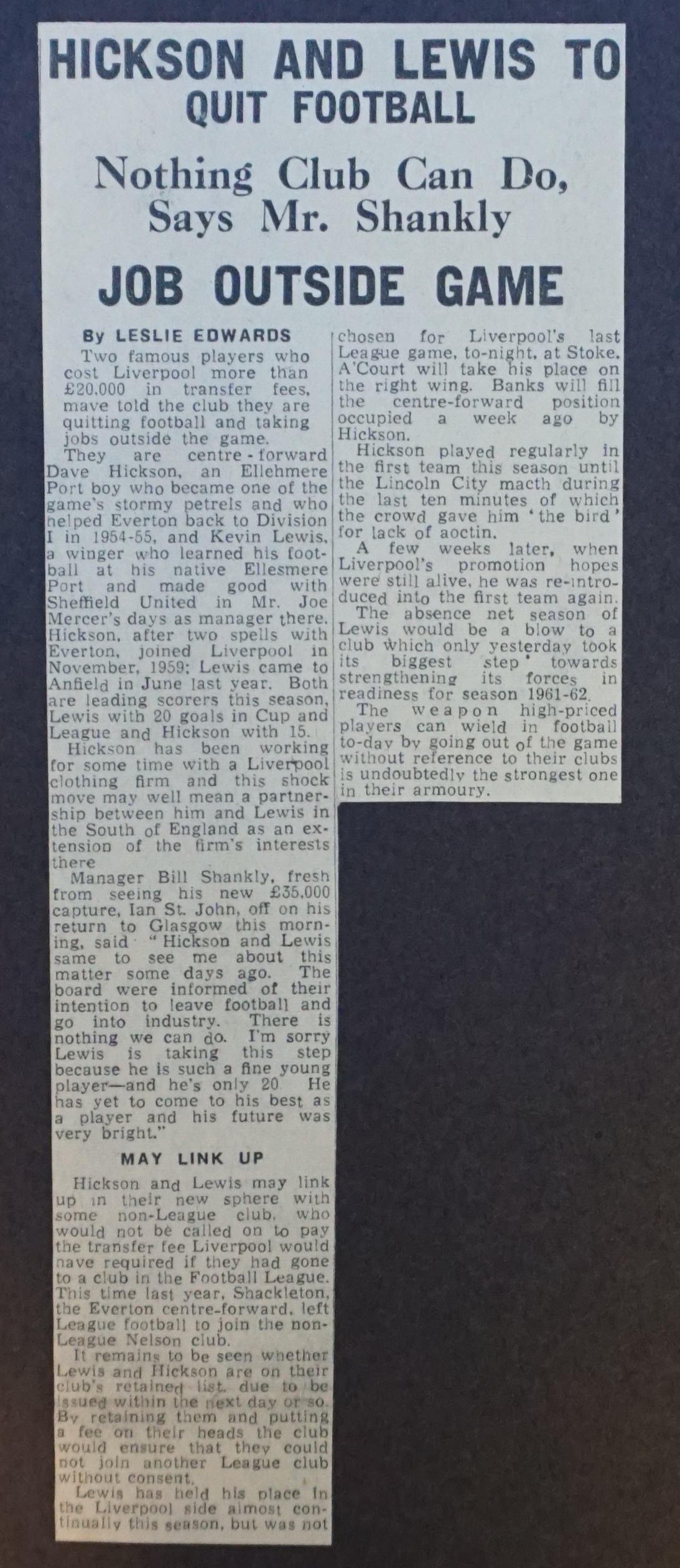 Liverpool career stats for Kevin Lewis - LFChistory - Stats galore for ...