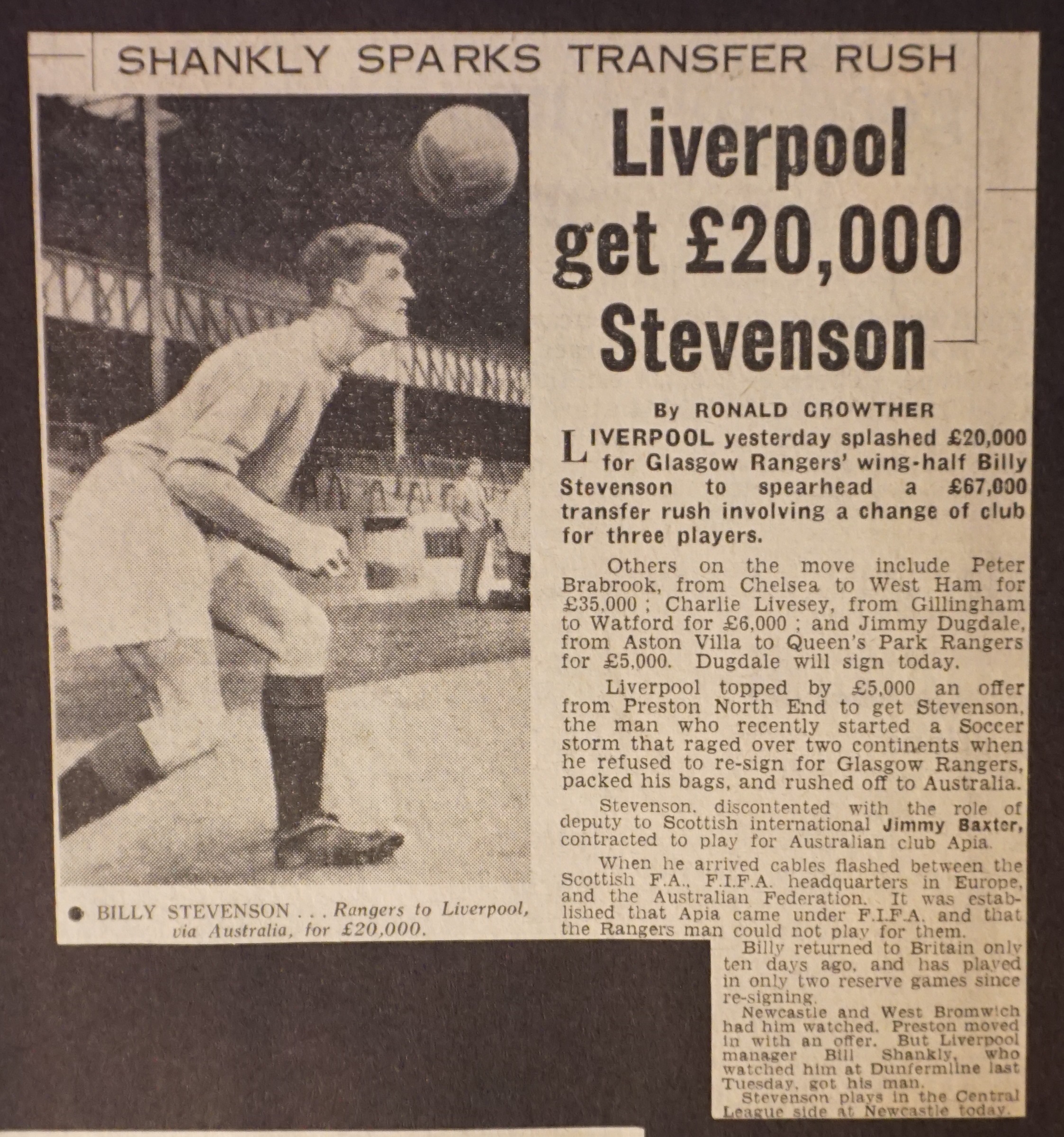 Liverpool career stats for Willie Stevenson - LFChistory - Stats galore ...