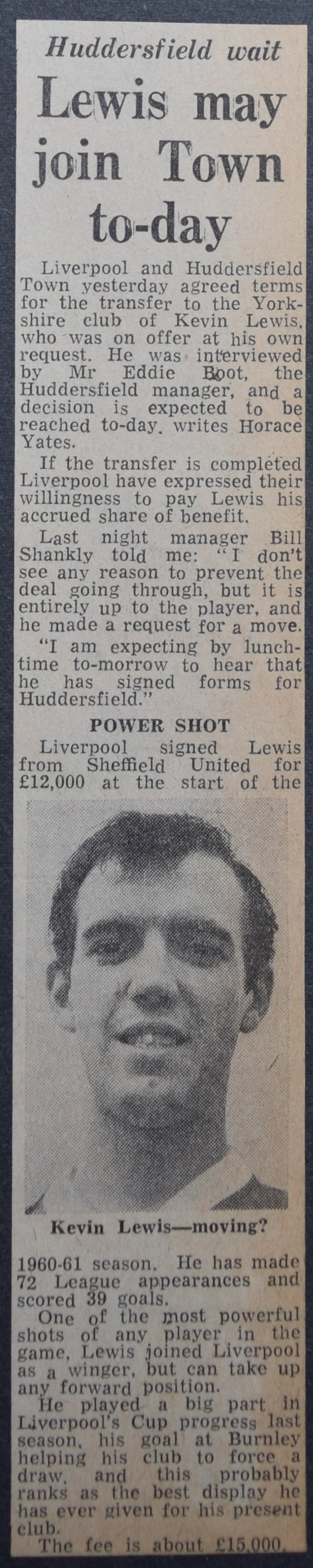 Liverpool career stats for Kevin Lewis - LFChistory - Stats galore for ...