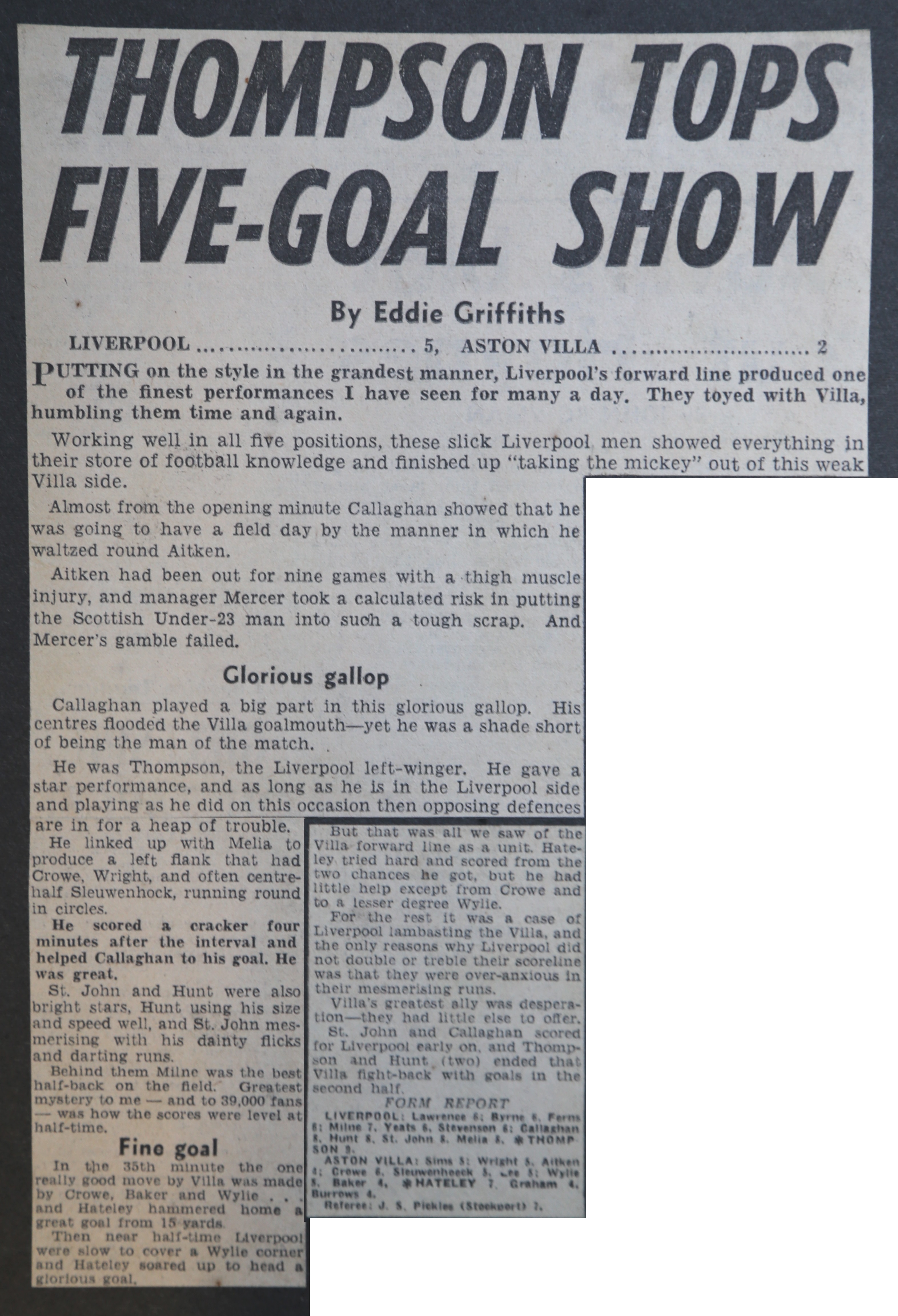 Liverpool career stats for Peter Thompson - LFChistory - Stats galore ...