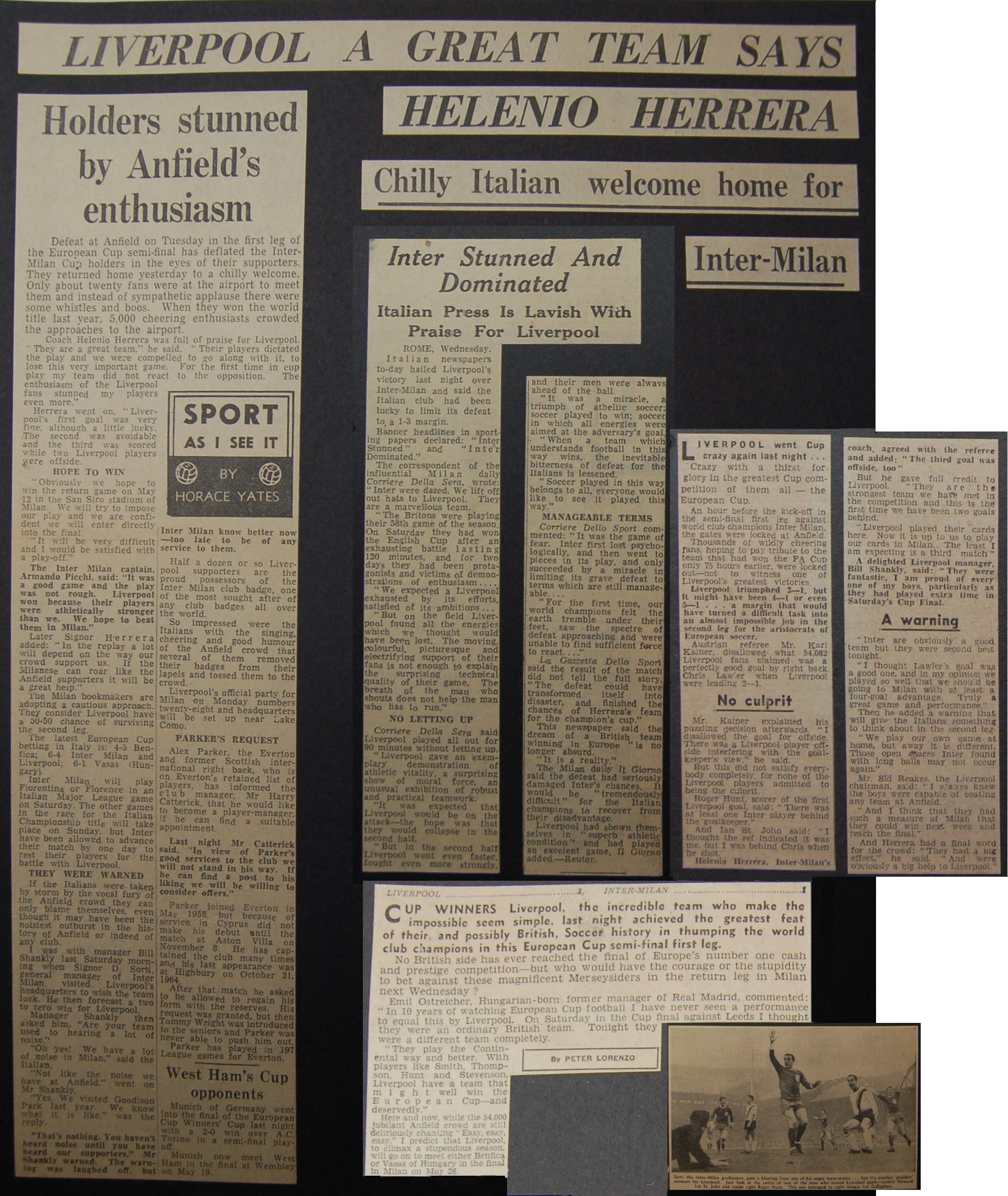 Matchdetails from Liverpool - Inter Milan played on Tuesday 4 May 1965 ...