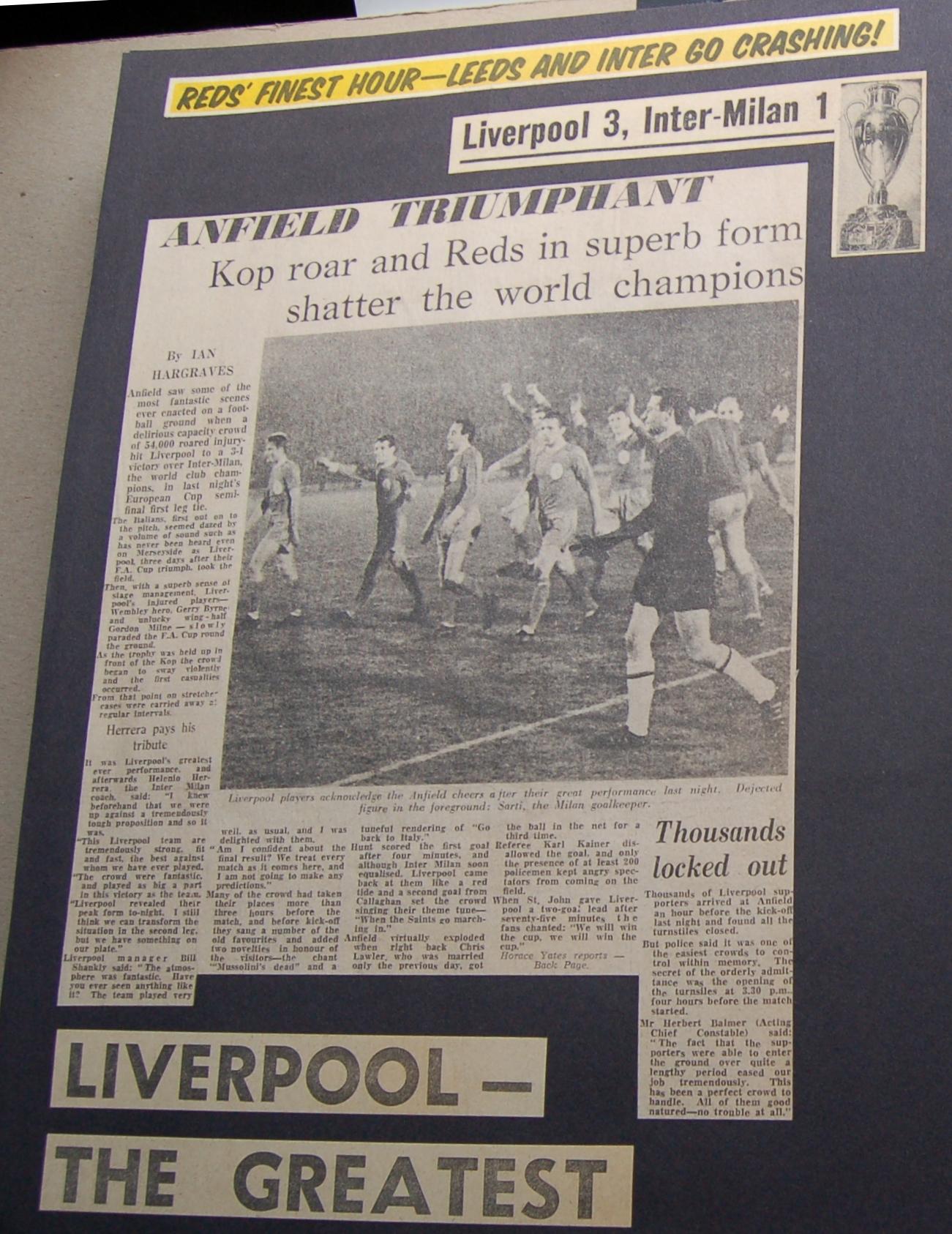 Matchdetails from Liverpool - Inter Milan played on Tuesday 4 May 1965 ...
