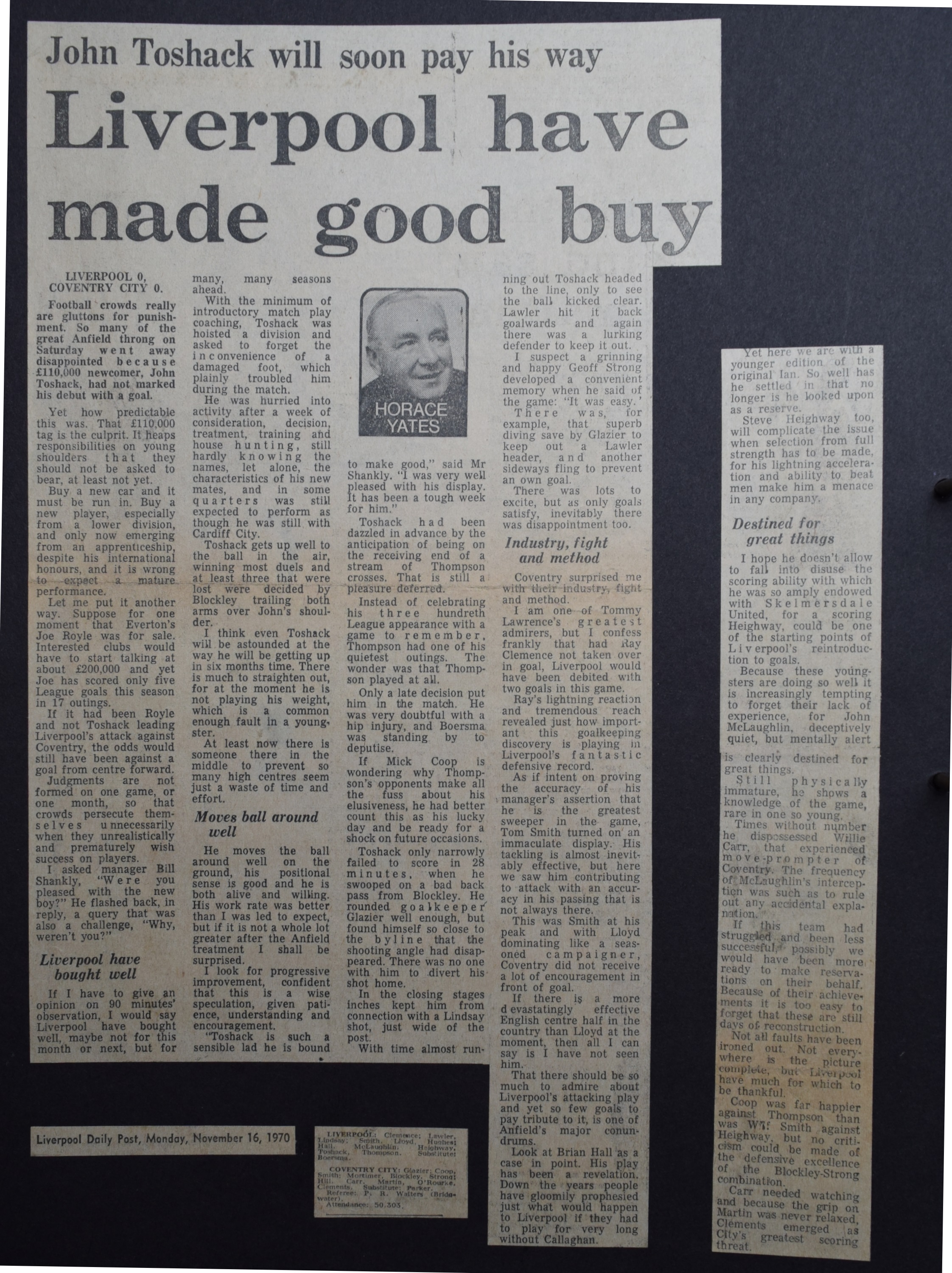 Liverpool career stats for John Toshack - LFChistory - Stats galore for ...