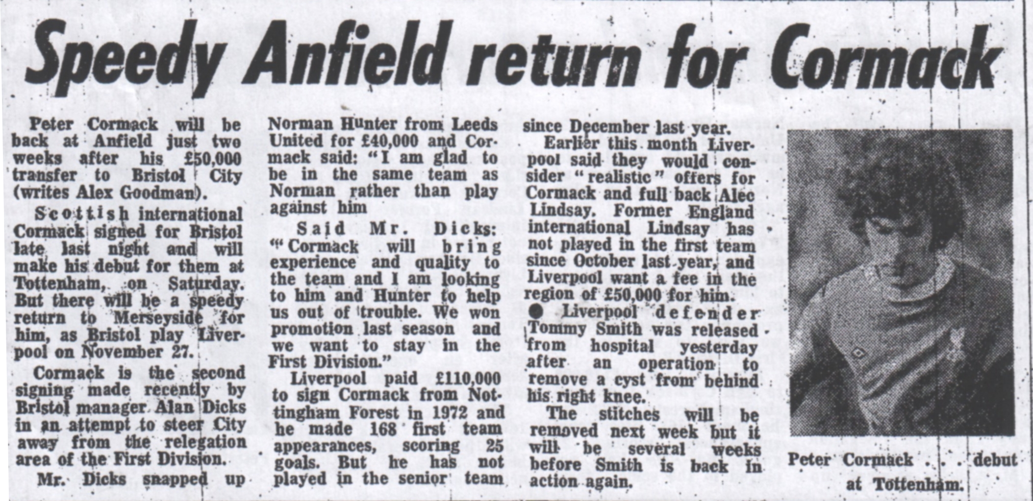 Liverpool career stats for Peter Cormack - LFChistory - Stats galore ...