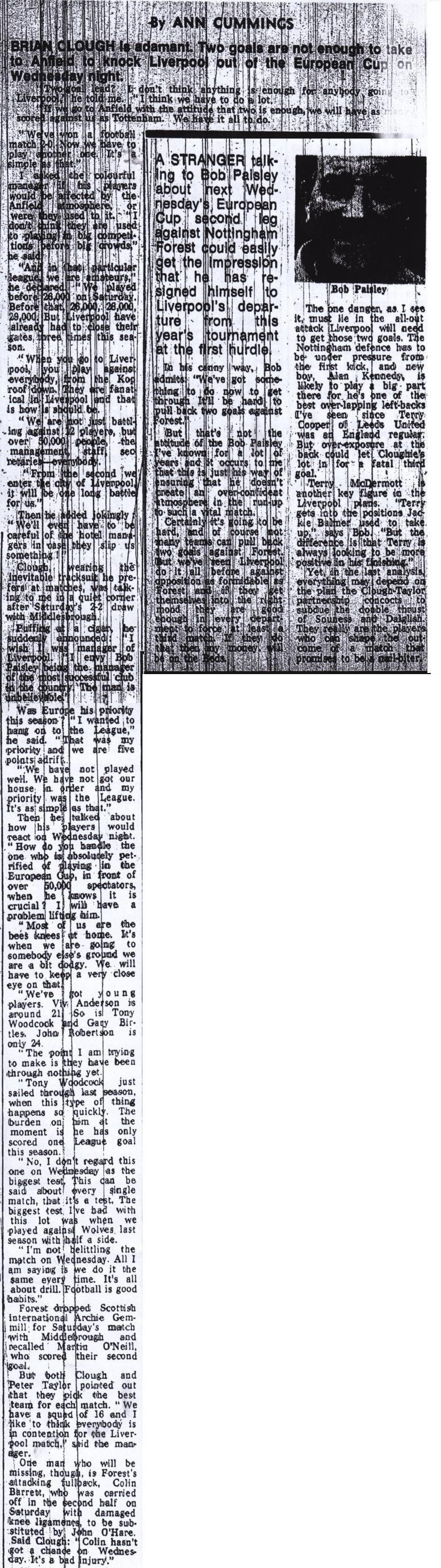 Matchdetails from Liverpool - Nottingham Forest played on Wednesday 27 ...