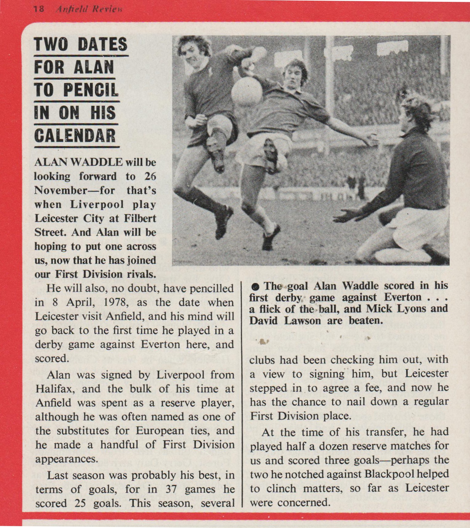 Liverpool career stats for Alan Waddle - LFChistory - Stats galore for ...