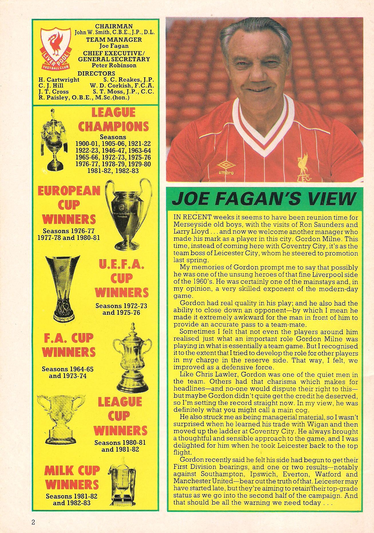 Joe Fagan - LFChistory - Stats galore for Liverpool FC!