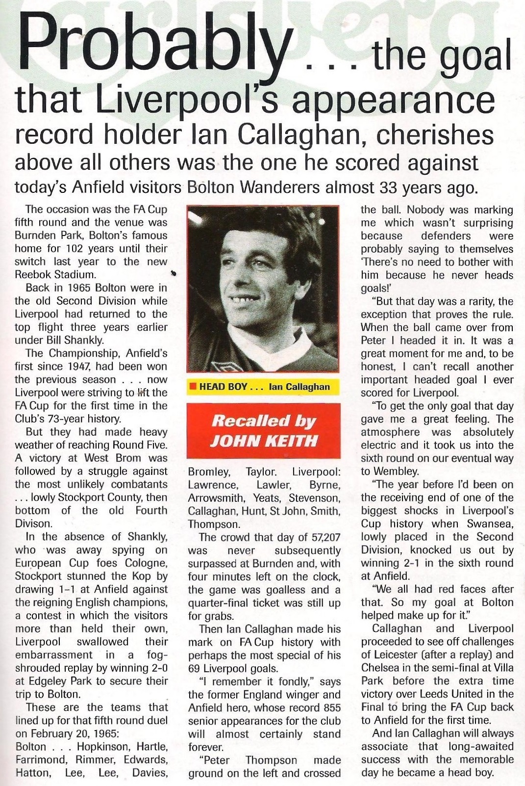 Liverpool career stats for Ian Callaghan - LFChistory - Stats galore ...