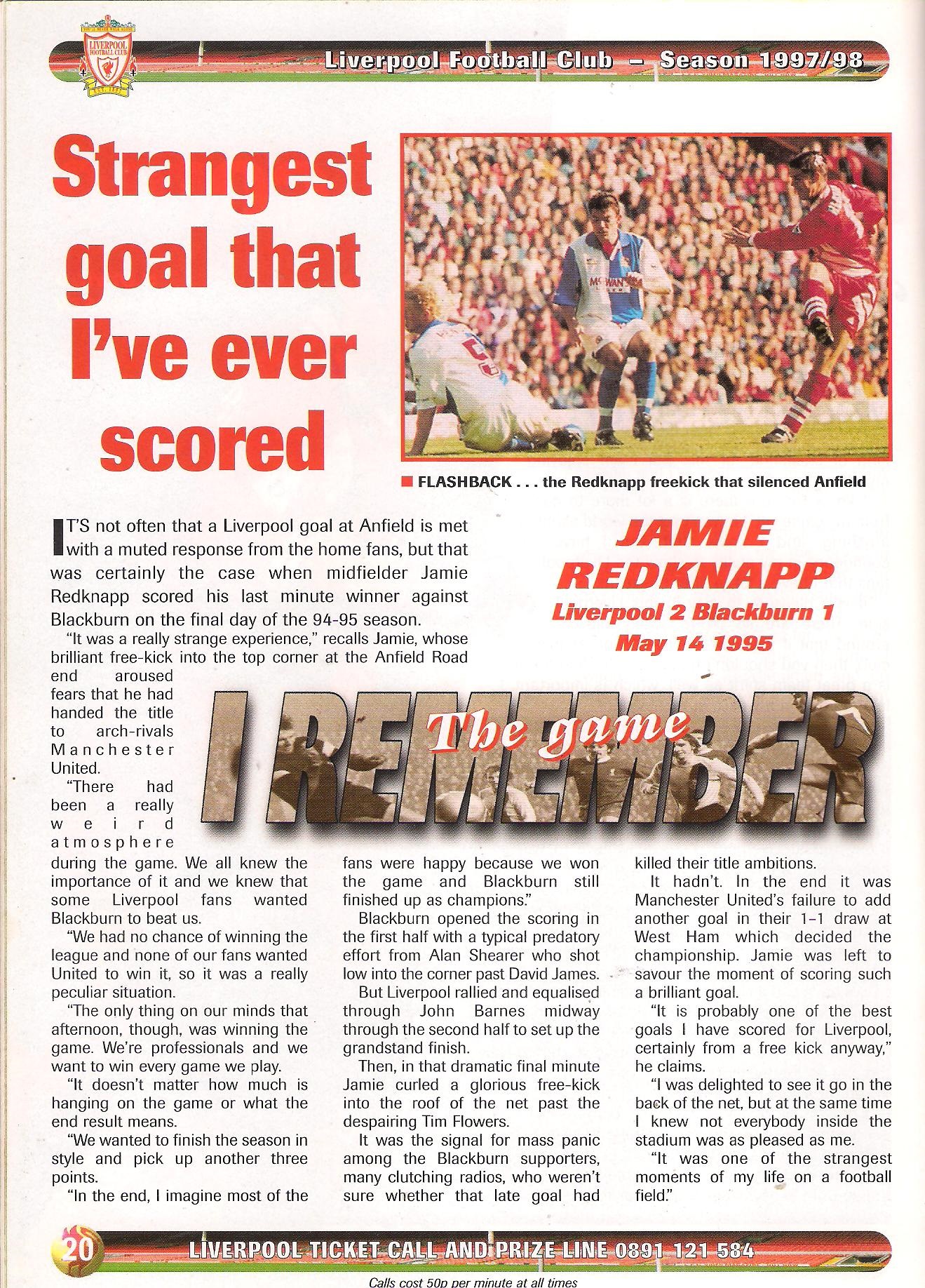 Liverpool career stats for Jamie Redknapp - LFChistory - Stats galore ...