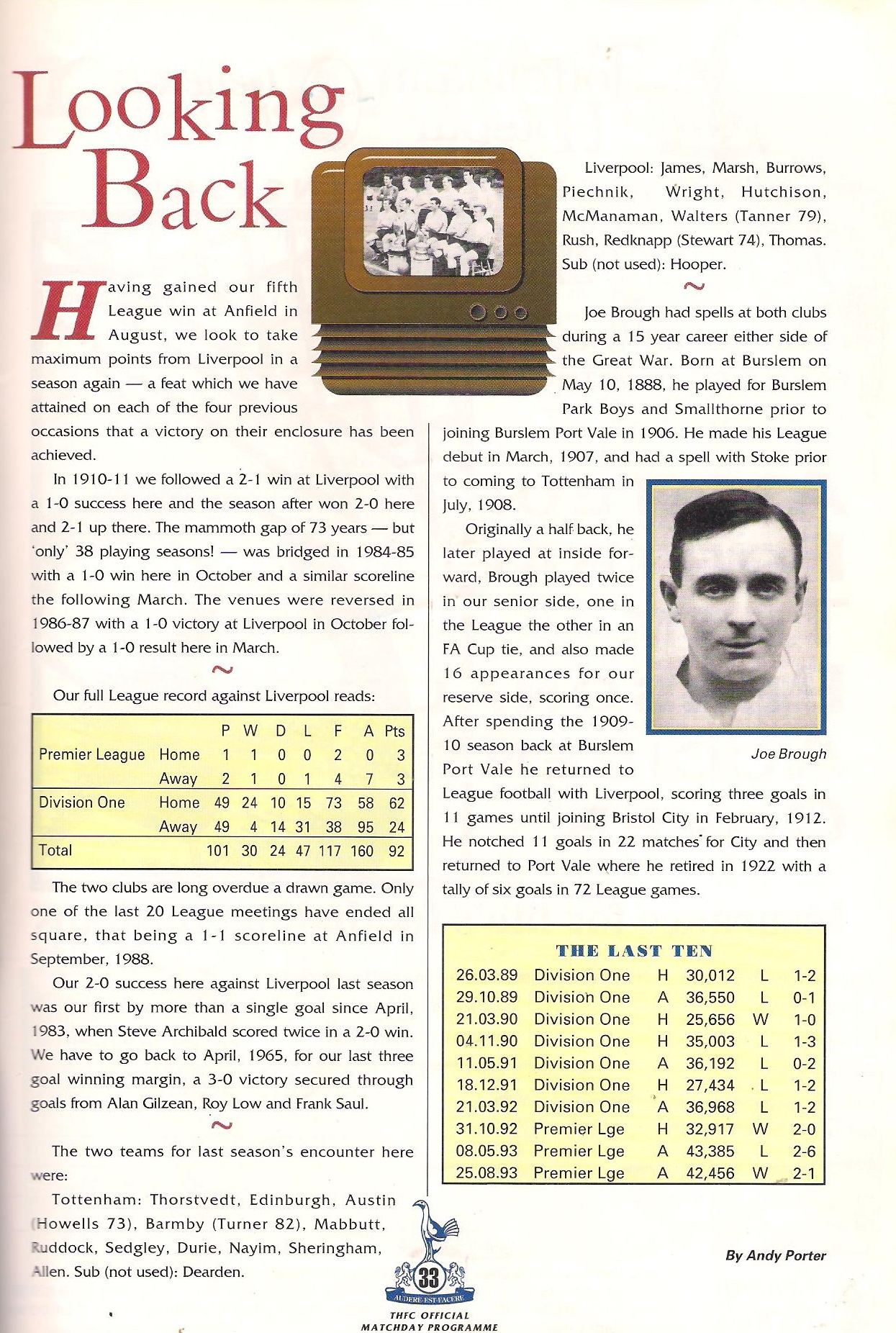 Liverpool career stats for Joseph Brough - LFChistory - Stats galore ...