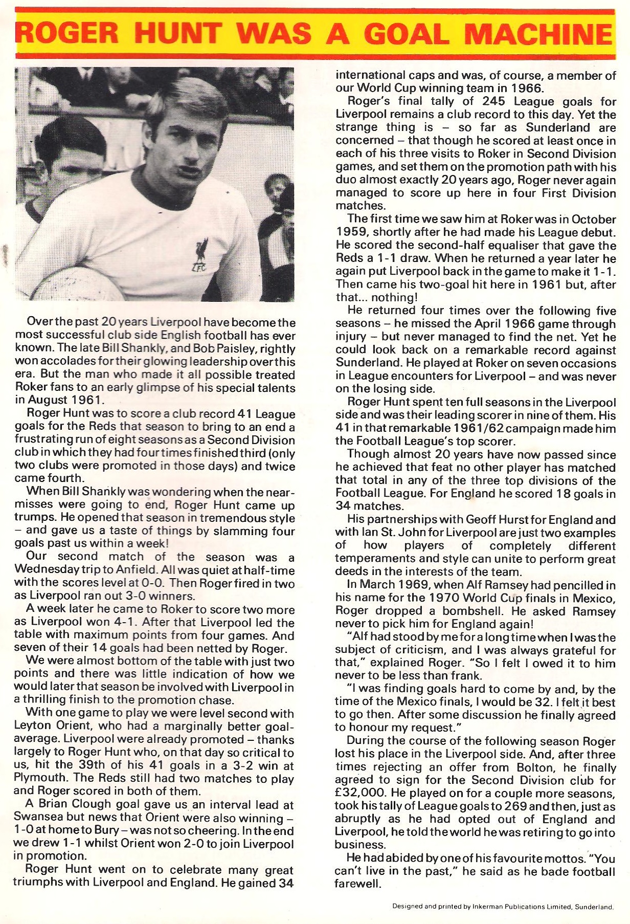 Liverpool career stats for Roger Hunt - LFChistory - Stats galore for ...