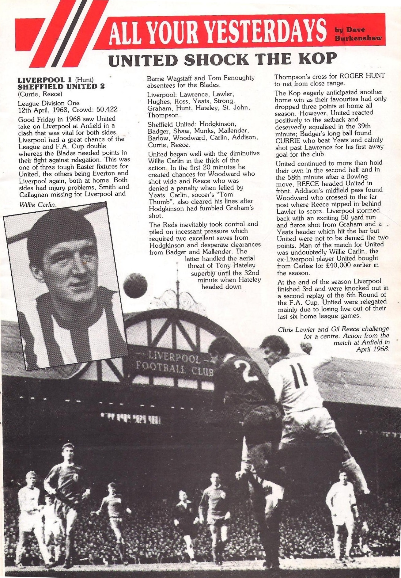 Liverpool career stats for Willie Carlin - LFChistory - Stats galore ...