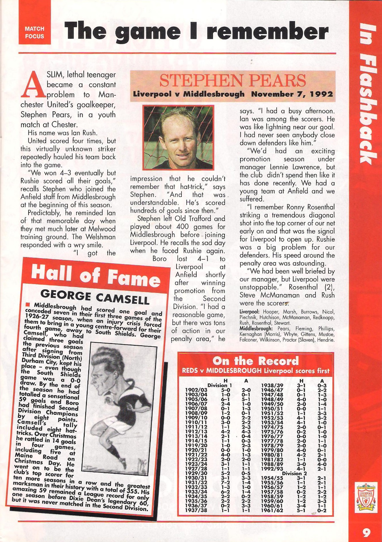 Liverpool career stats for Stephen Pears - LFChistory - Stats galore ...