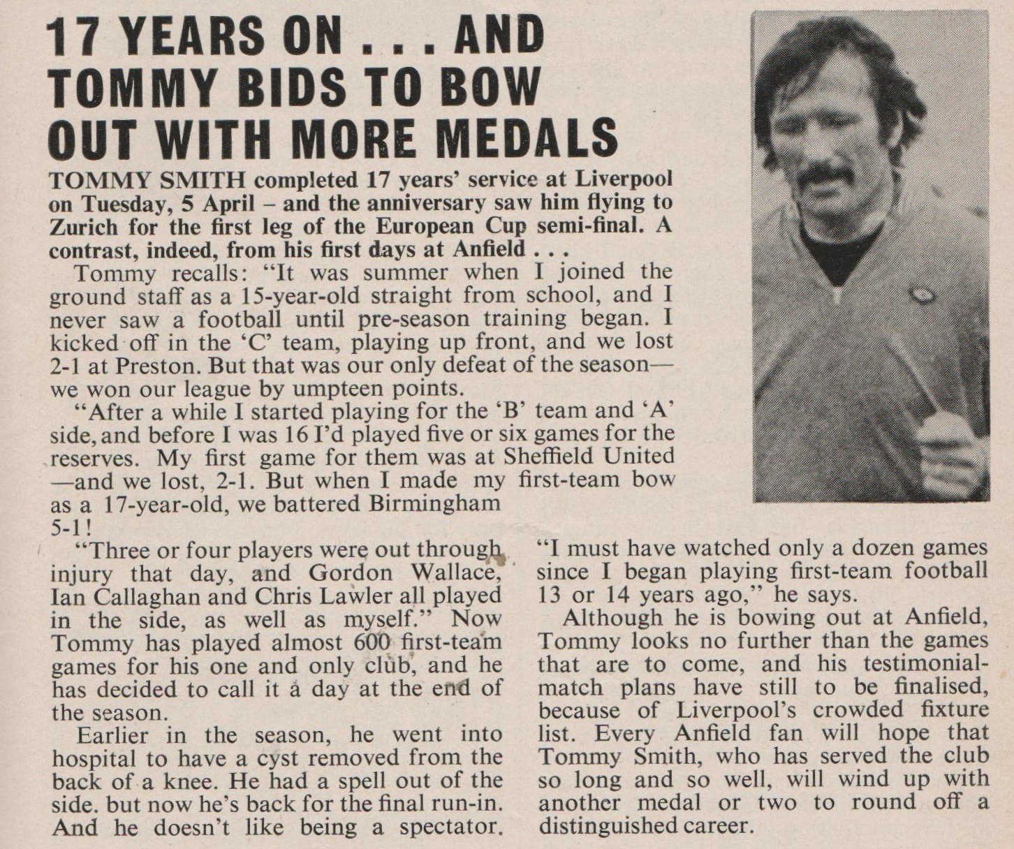 Liverpool career stats for Tommy Smith - LFChistory - Stats galore for ...