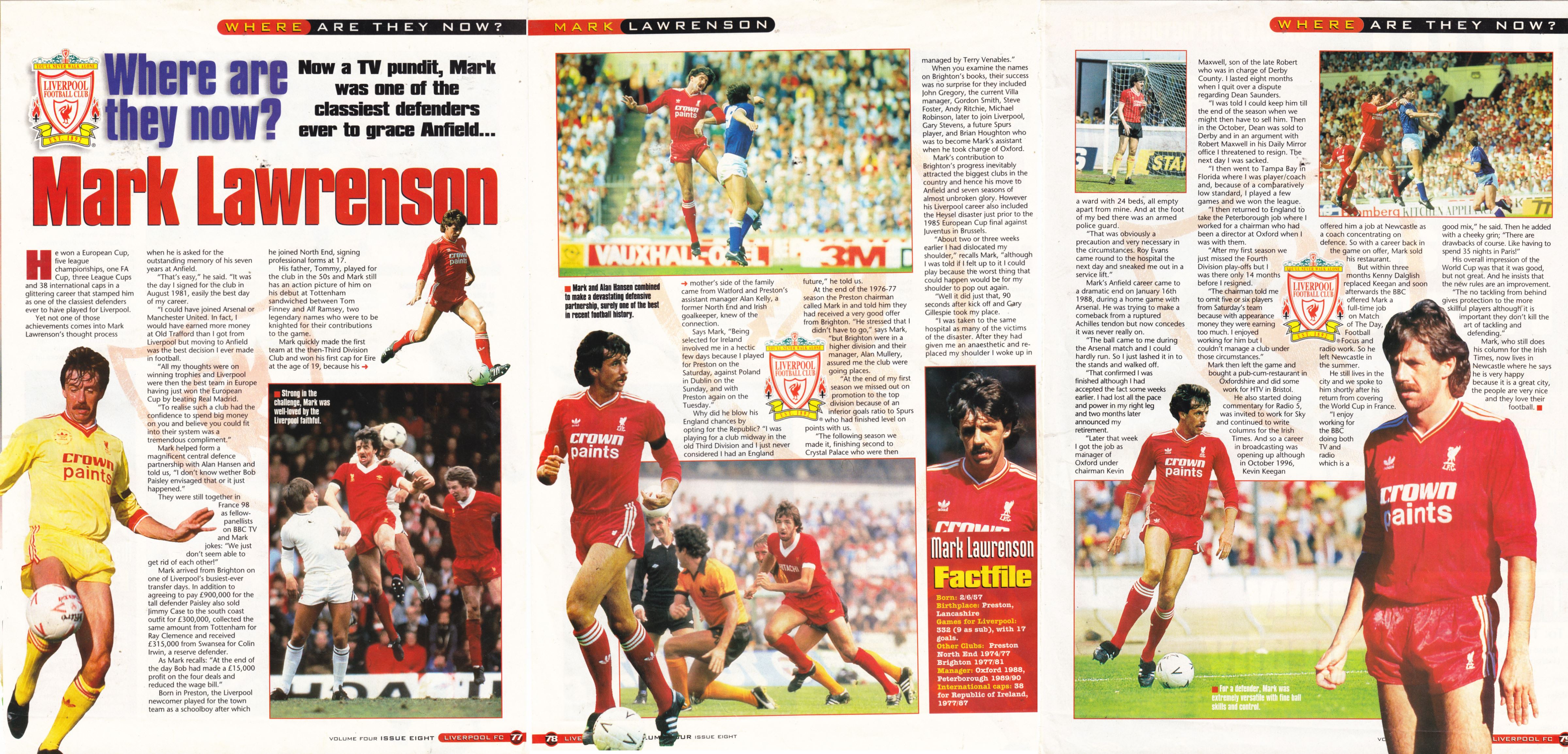 Liverpool career stats for Mark Lawrenson - LFChistory - Stats galore ...
