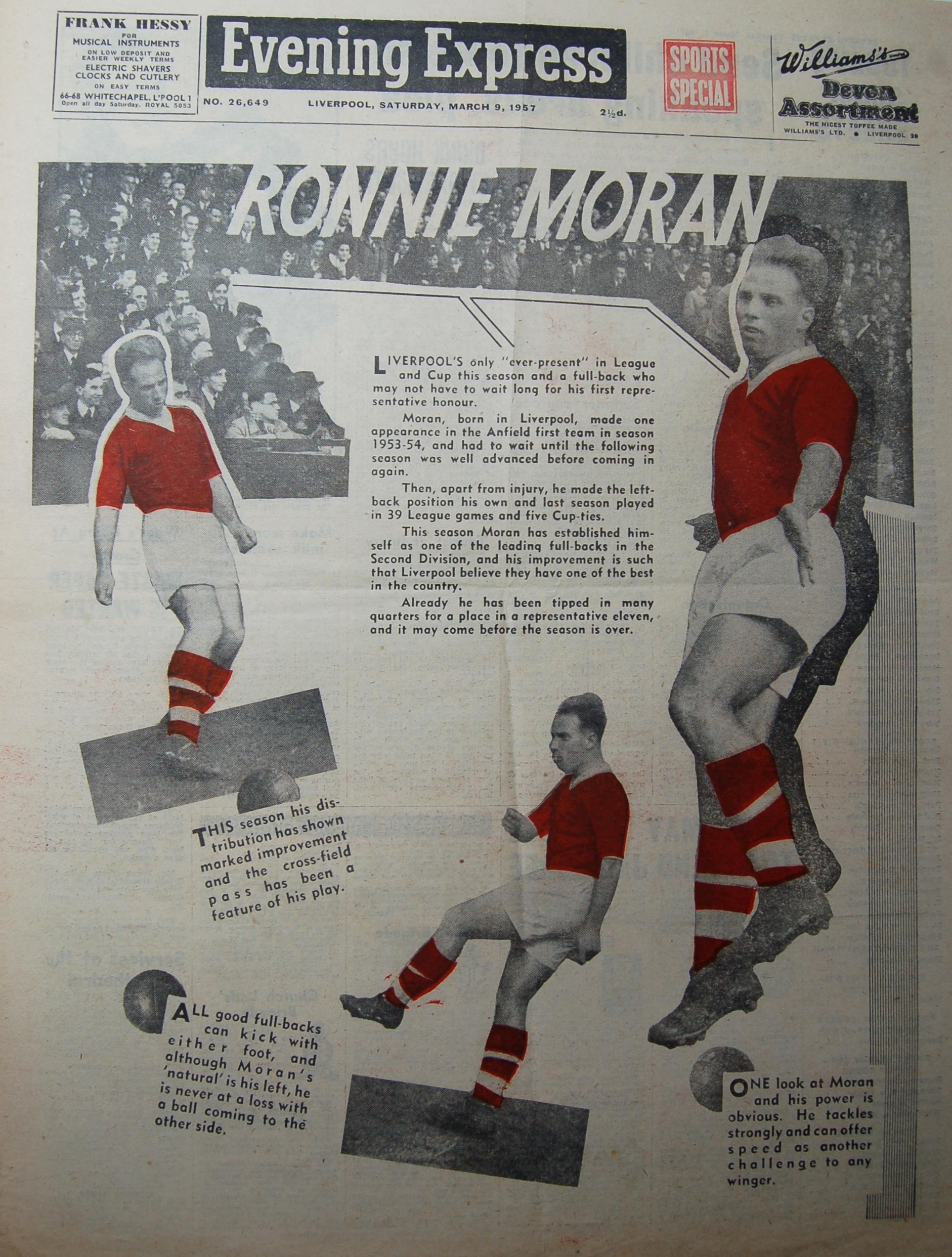 Liverpool career stats for Ronnie Moran - LFChistory - Stats galore for ...