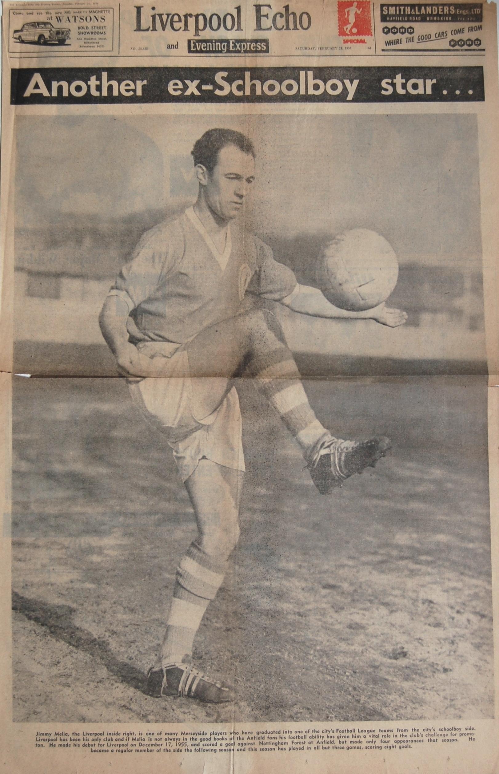 Liverpool career stats for Jimmy Melia - LFChistory - Stats galore for ...