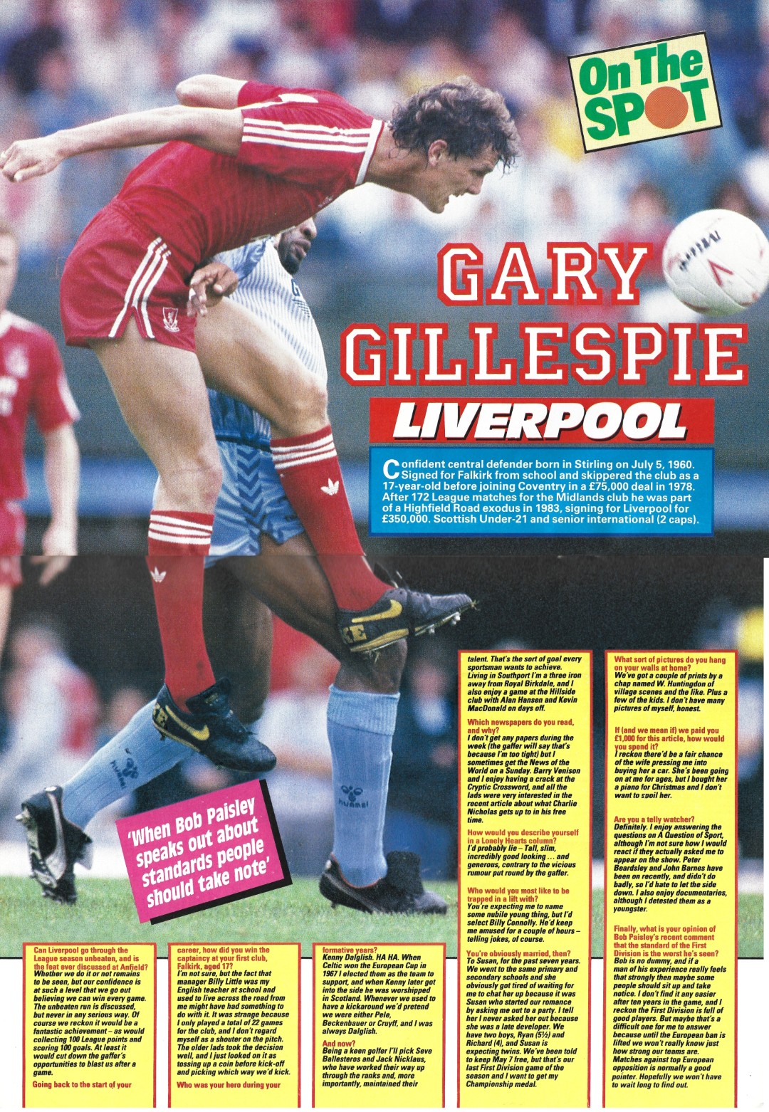 Liverpool career stats for Gary Gillespie - LFChistory - Stats galore ...