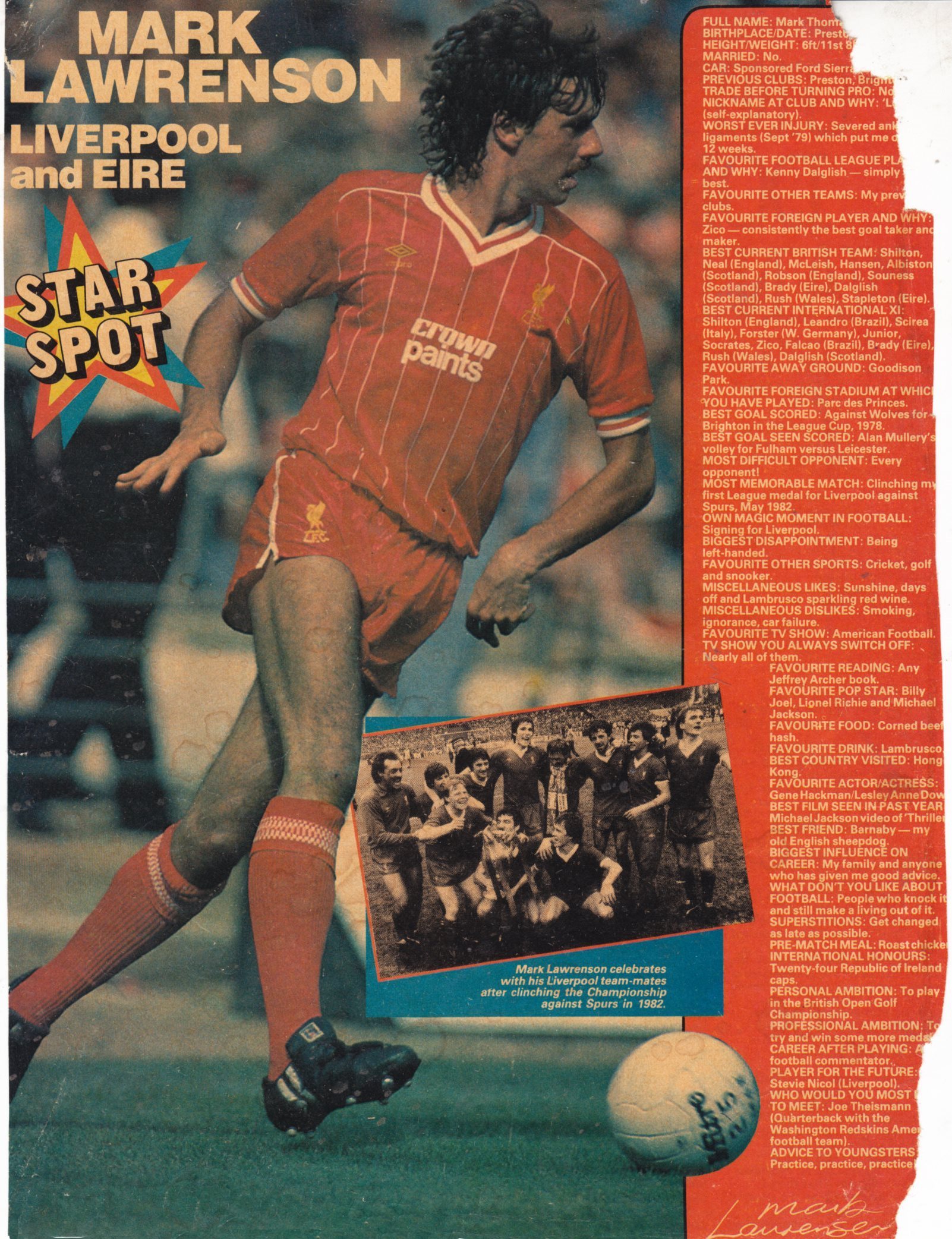Liverpool career stats for Mark Lawrenson - LFChistory - Stats galore ...