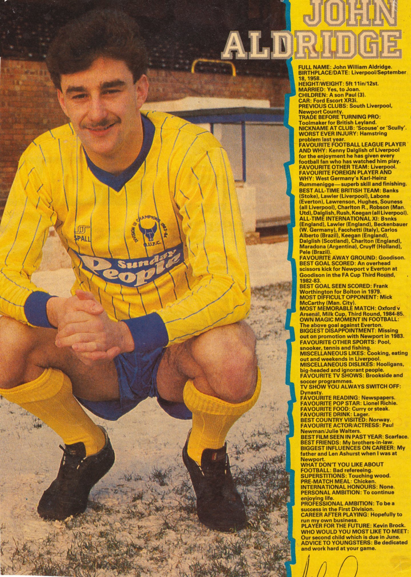 Liverpool career stats for John Aldridge - LFChistory - Stats galore ...