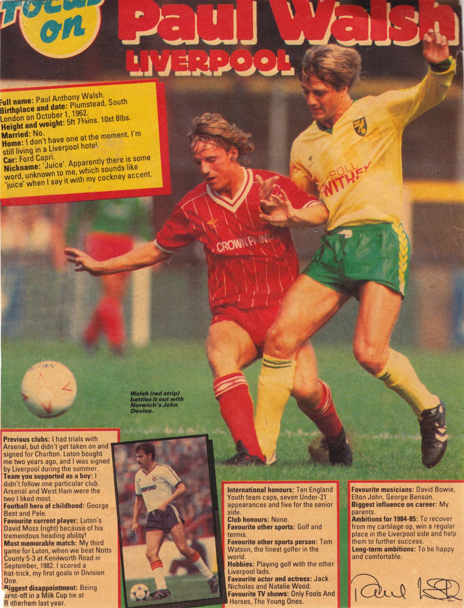 Liverpool career stats for Paul Walsh - LFChistory - Stats galore for ...