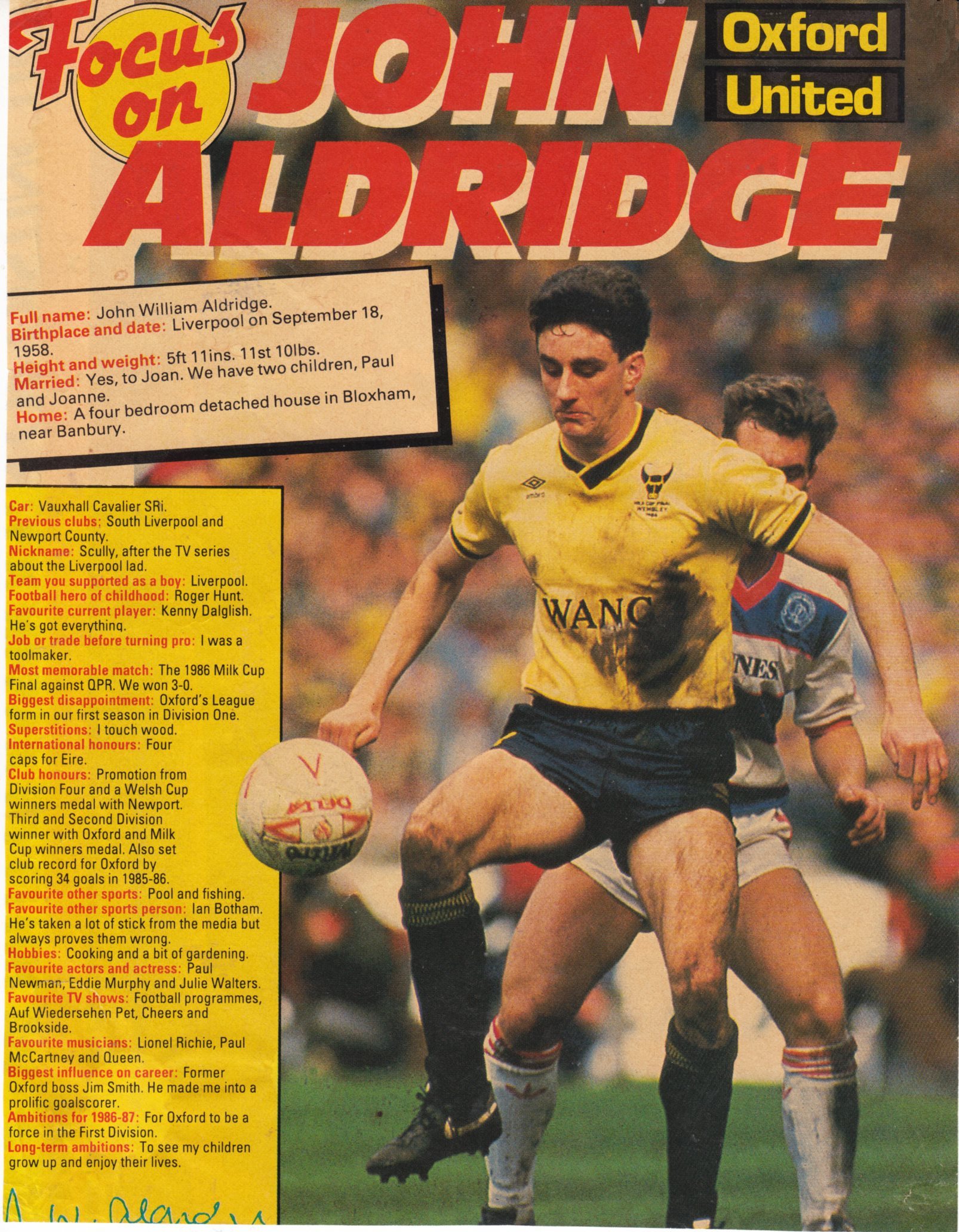 Liverpool career stats for John Aldridge - LFChistory - Stats galore ...