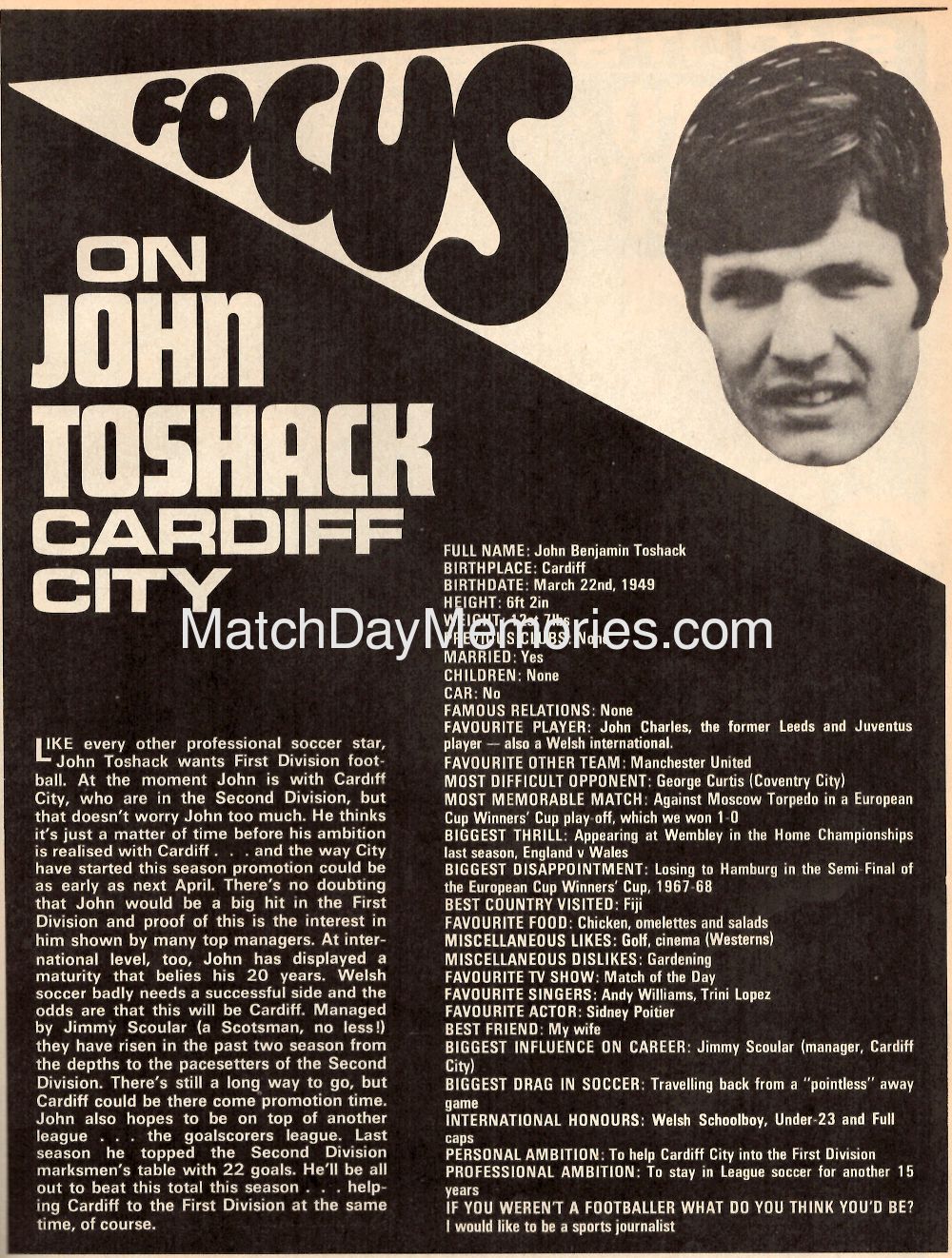 Liverpool career stats for John Toshack - LFChistory - Stats galore for ...