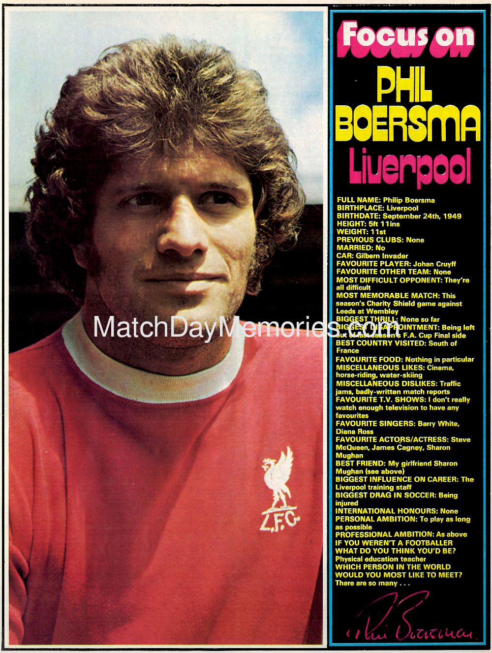 Liverpool career stats for Phil Boersma - LFChistory - Stats galore for ...
