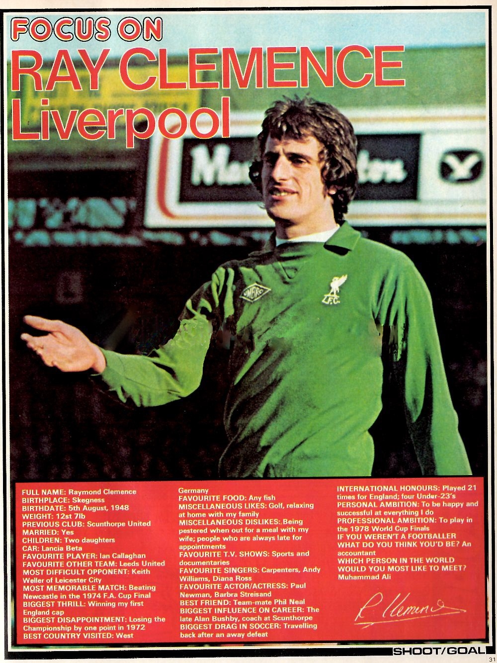 Liverpool career stats for Ray Clemence - LFChistory - Stats galore for ...