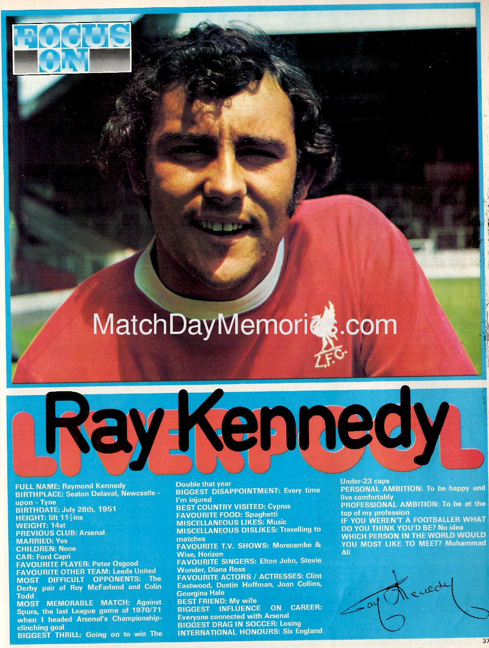 Liverpool career stats for Ray Kennedy - LFChistory - Stats galore for ...